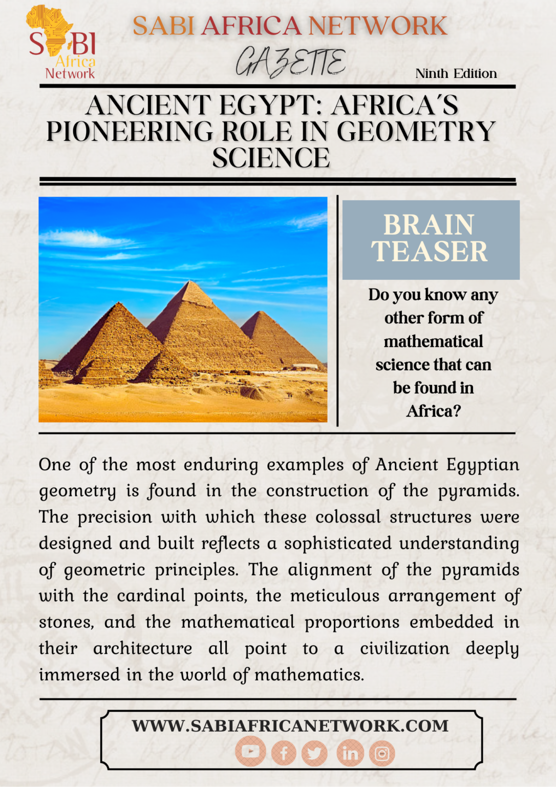 Ancient Egypt: Africa’s Pioneering Role in Geometry Science - Sabi ...